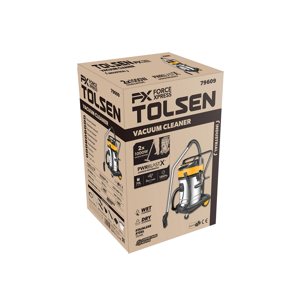 ASPIRADORA 70L. TOLSEN 2000W SECO -HÚMEDO – Grupo Record